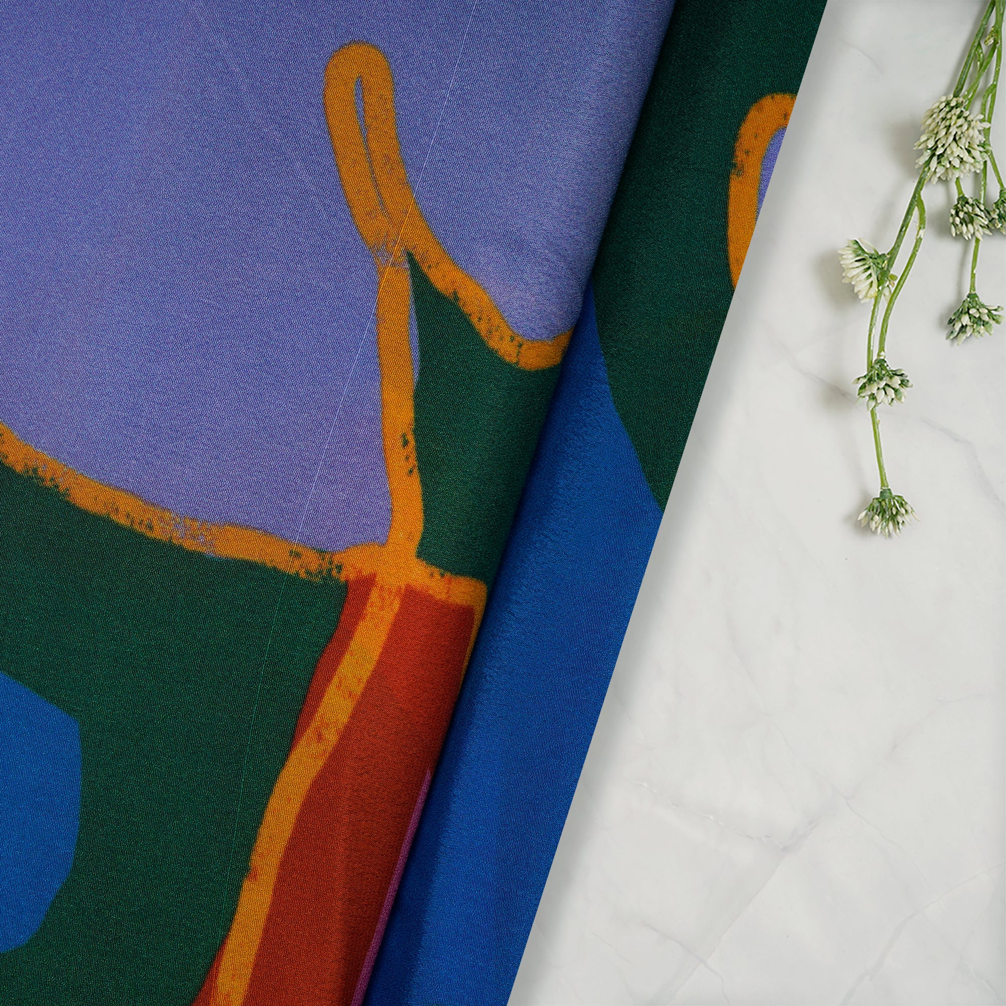 Buy (Pre-Cut 2.00 Mtr)Multi Color Abstract Pattern Digital Printed ...