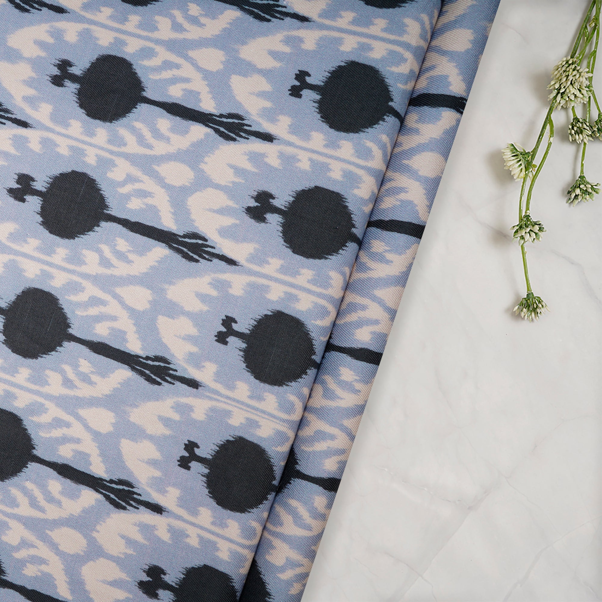 Buy SkyWay Ikat Pattern Digital Print Fancy Linen Fabric 90231-G12/3 | FFAB