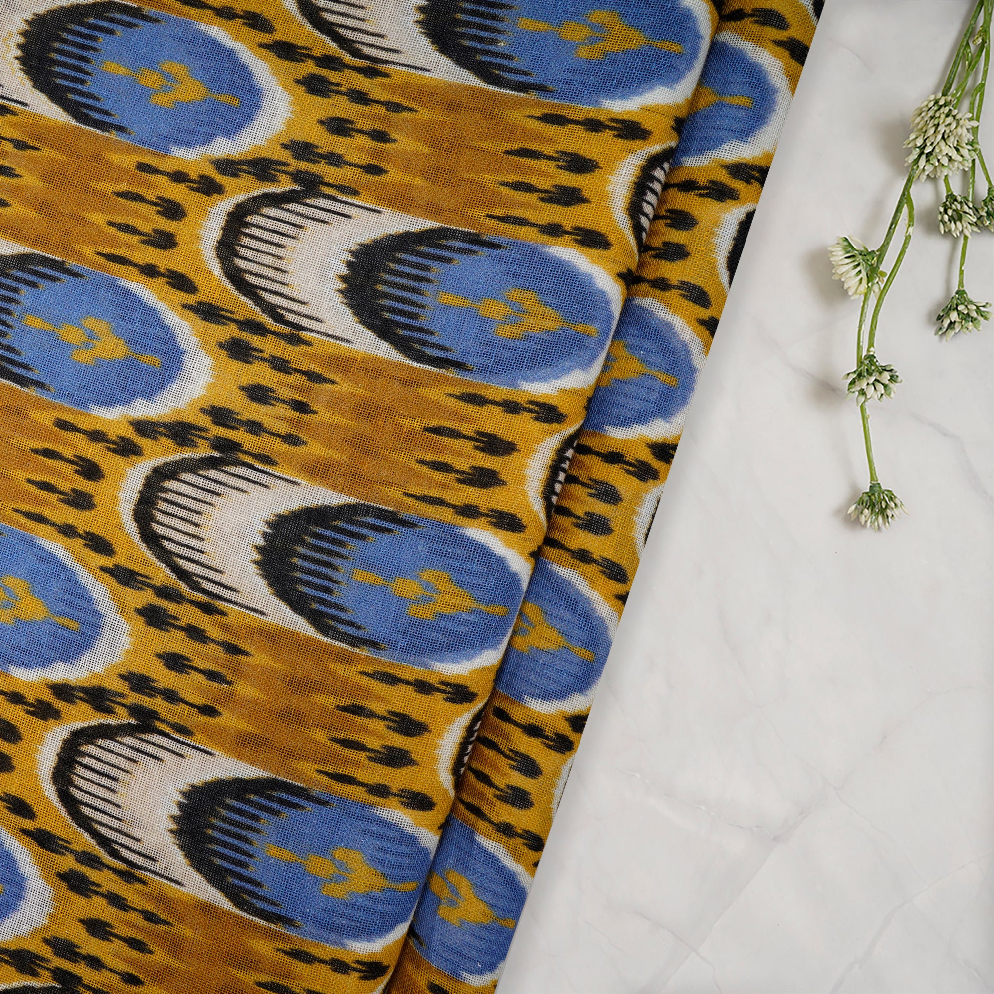 Buy Multi Color Ikat Pattern Digital Print Fancy Linen Fabric 90236-G12 ...