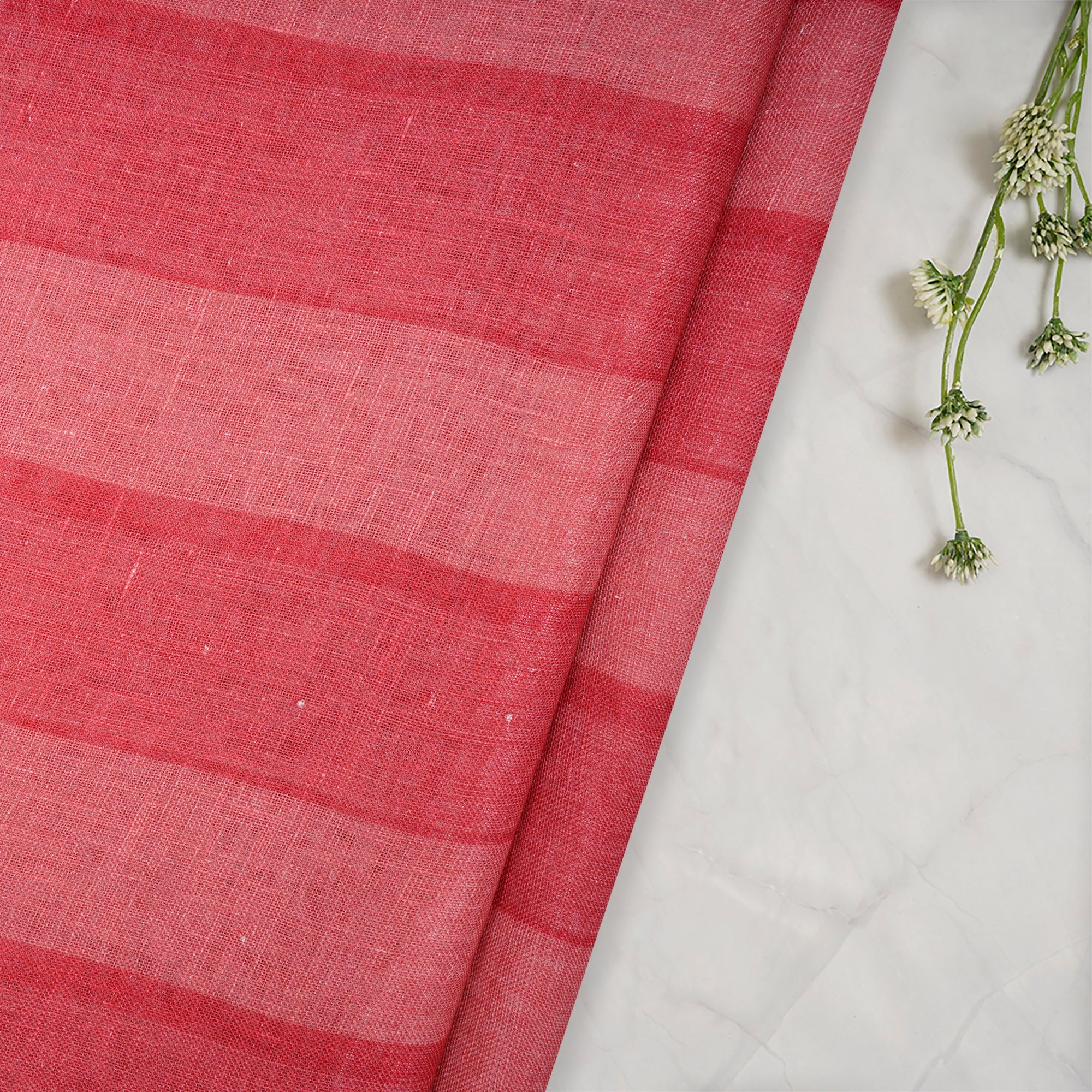 Buy Red Stripe Pattern Digital Print Gauge Linen Fabric 92955-136/7 | FFAB