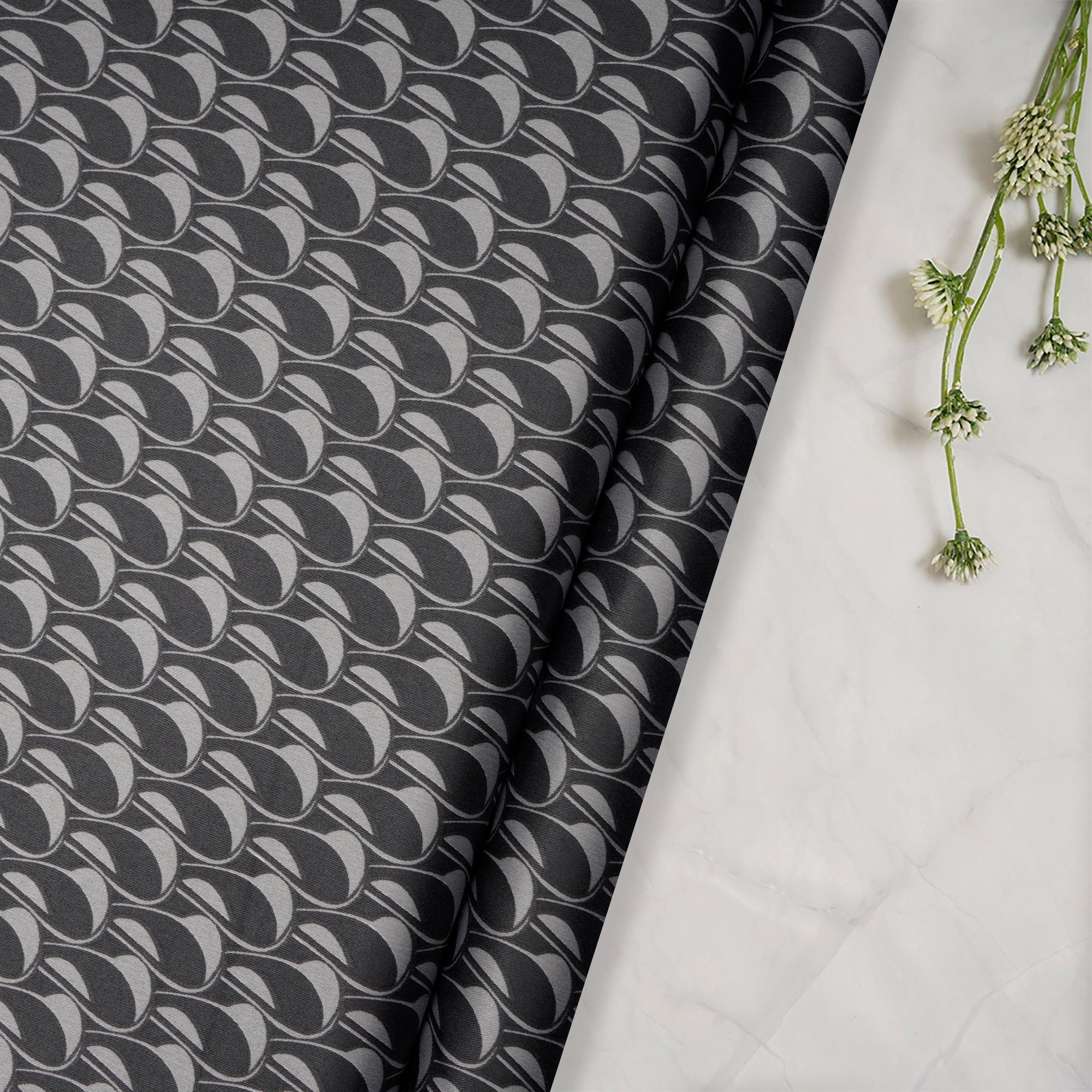 Buy Grey All Over Pattern Digital Print Imported Armani Satin Fabric ...
