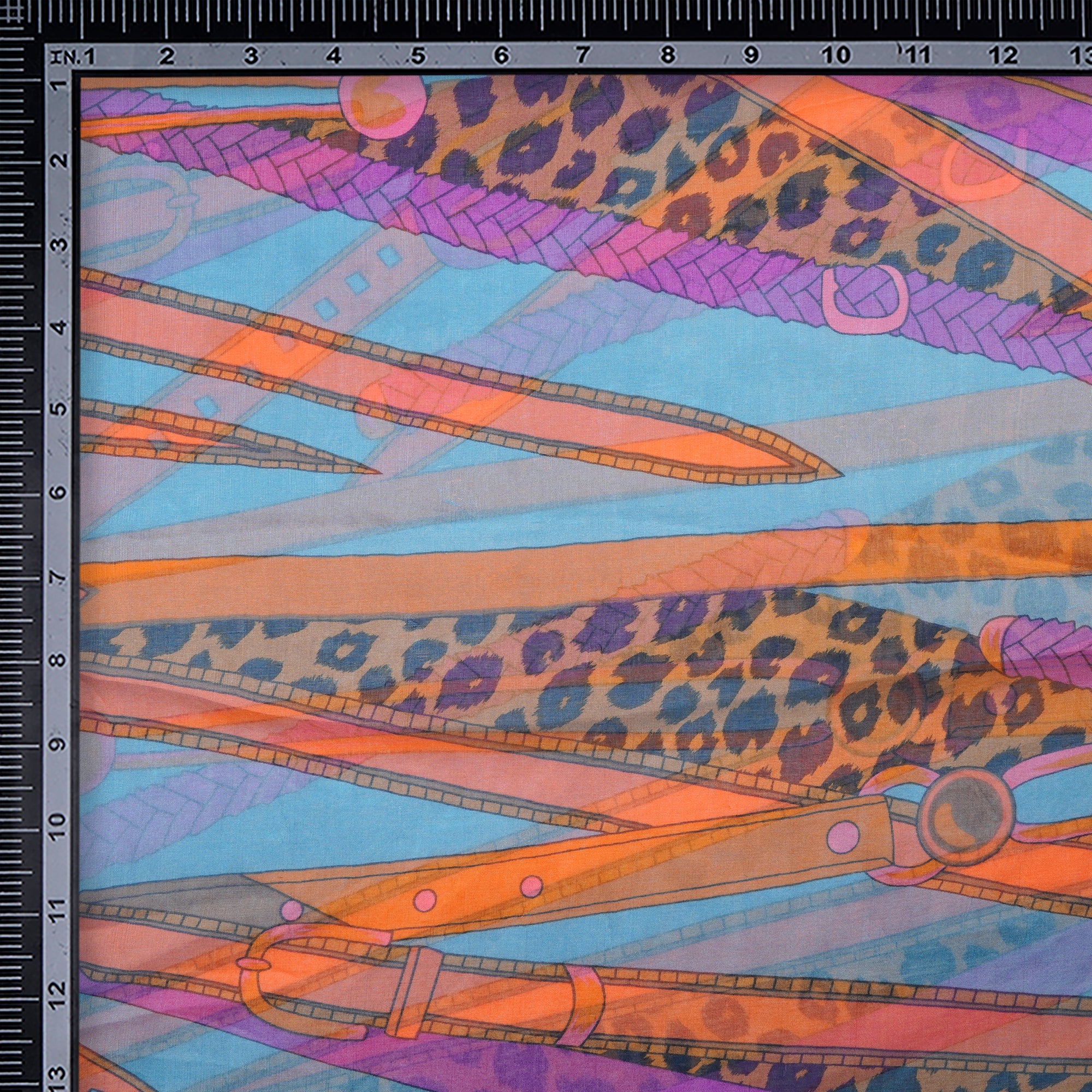Buy Multi Color Animated Pattern Digital Print Imported Flat Chiffon Silk Fabric 54 Width