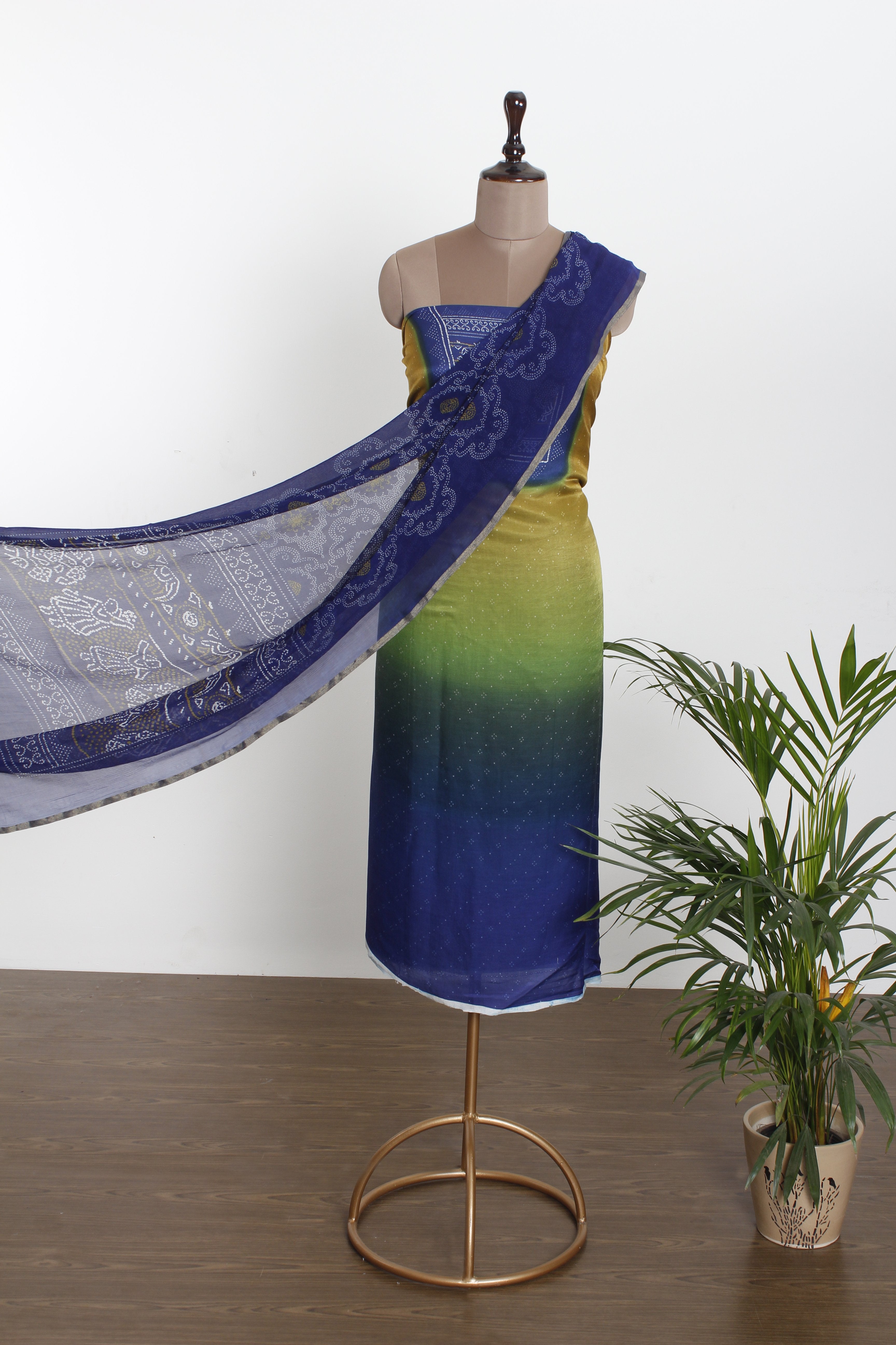 Buy Multi Color Digital Printed Gajji Silk Fabric With Dupatta 36064/2 ...