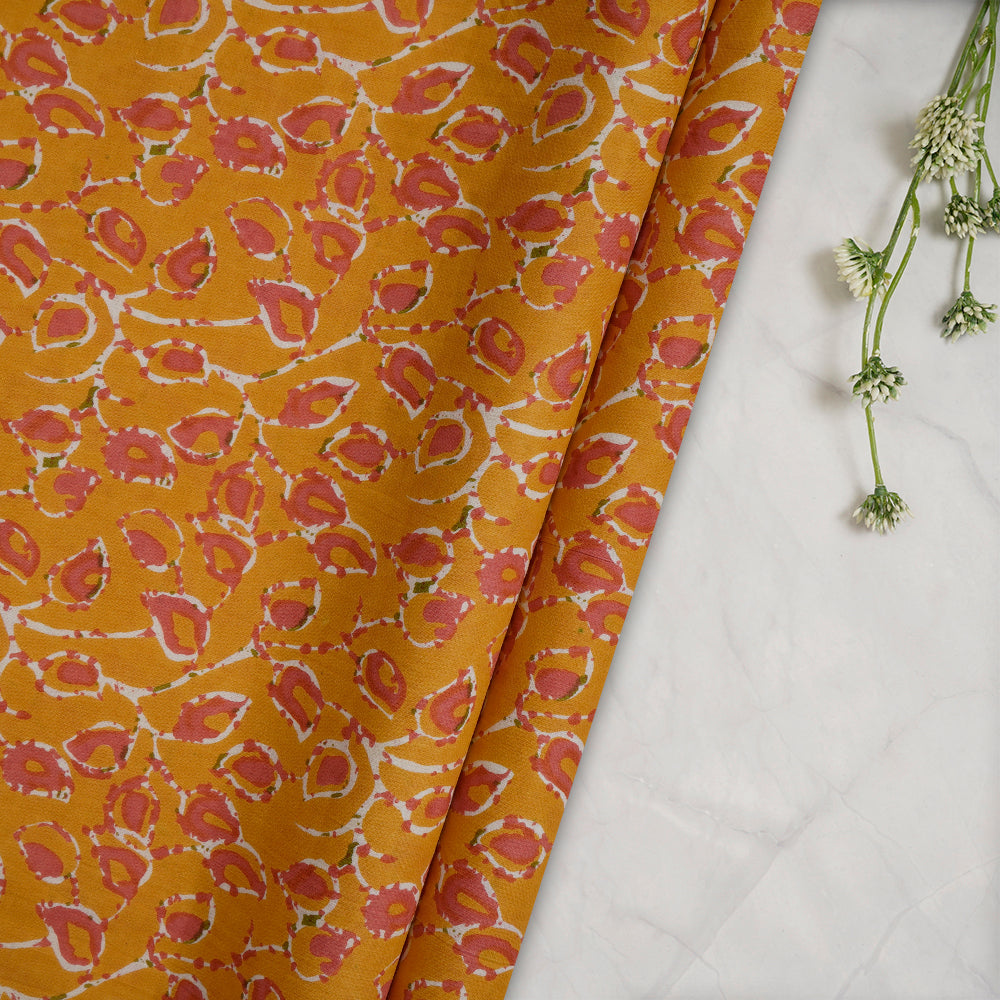 Buy Yellow Screen Printed Fabric @Rs. 219 per meter | FFAB