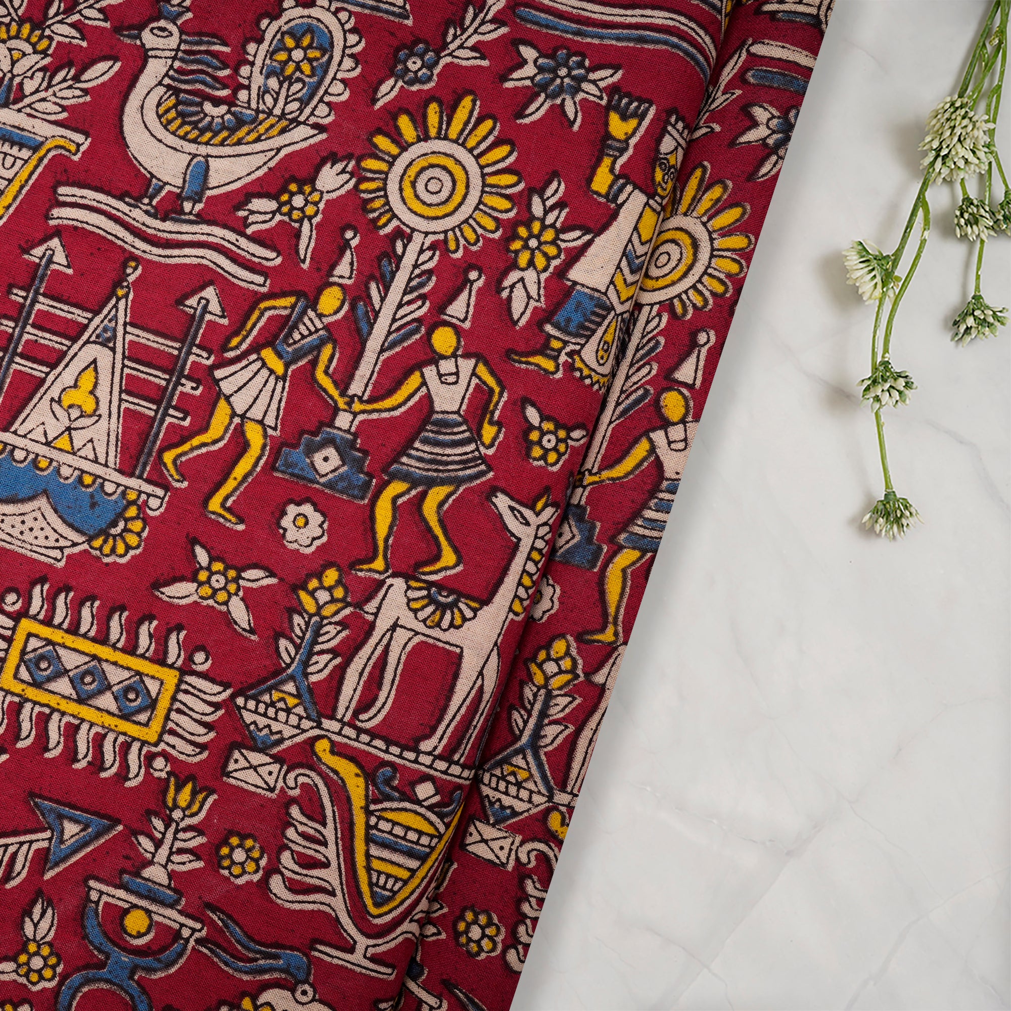 Buy Multi Color Traditional Pattern Screen Printed kalamkari Cotton ...