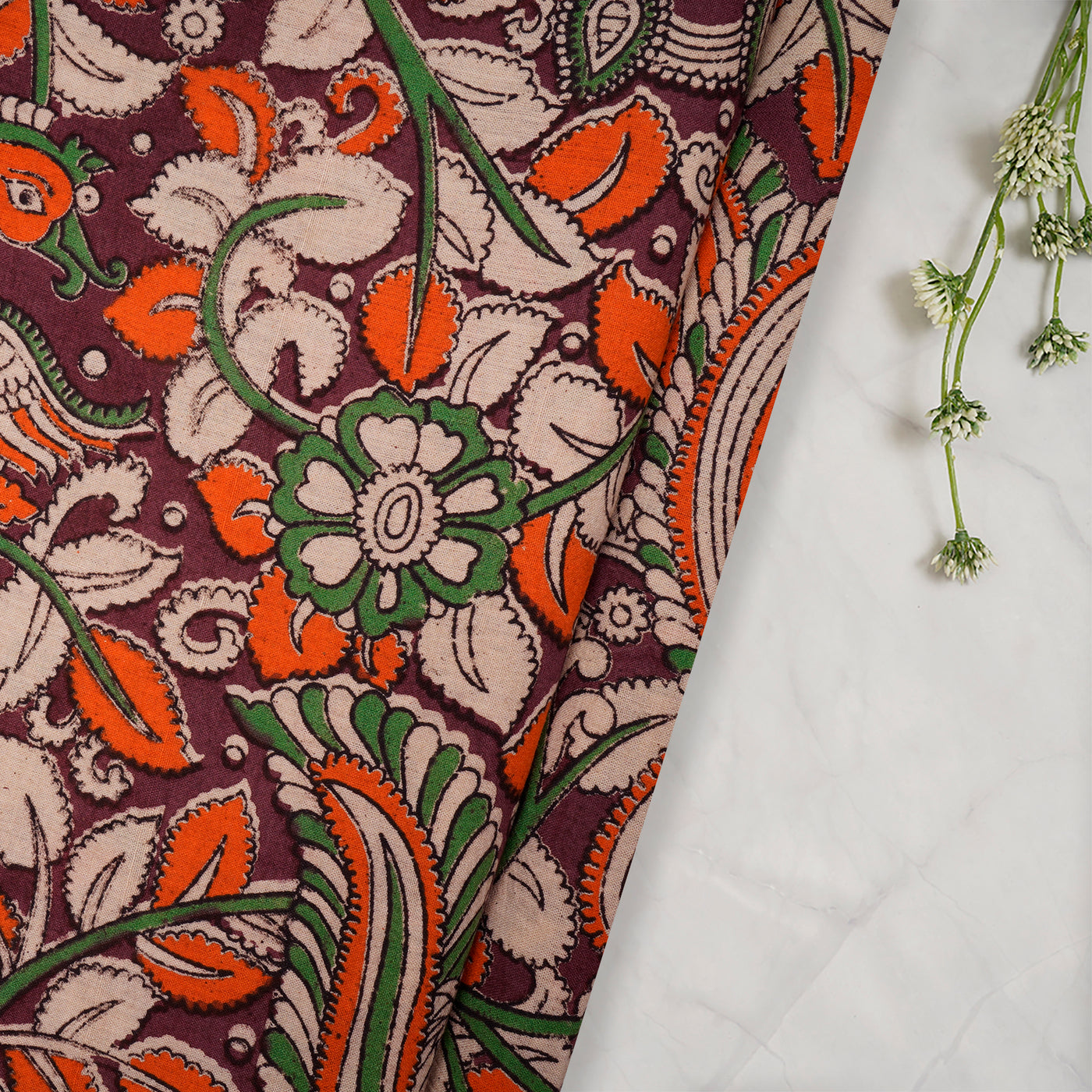 Kalamkari Fabric - Buy Organic Kalamkari Printed Cotton Fabrics | FFAB