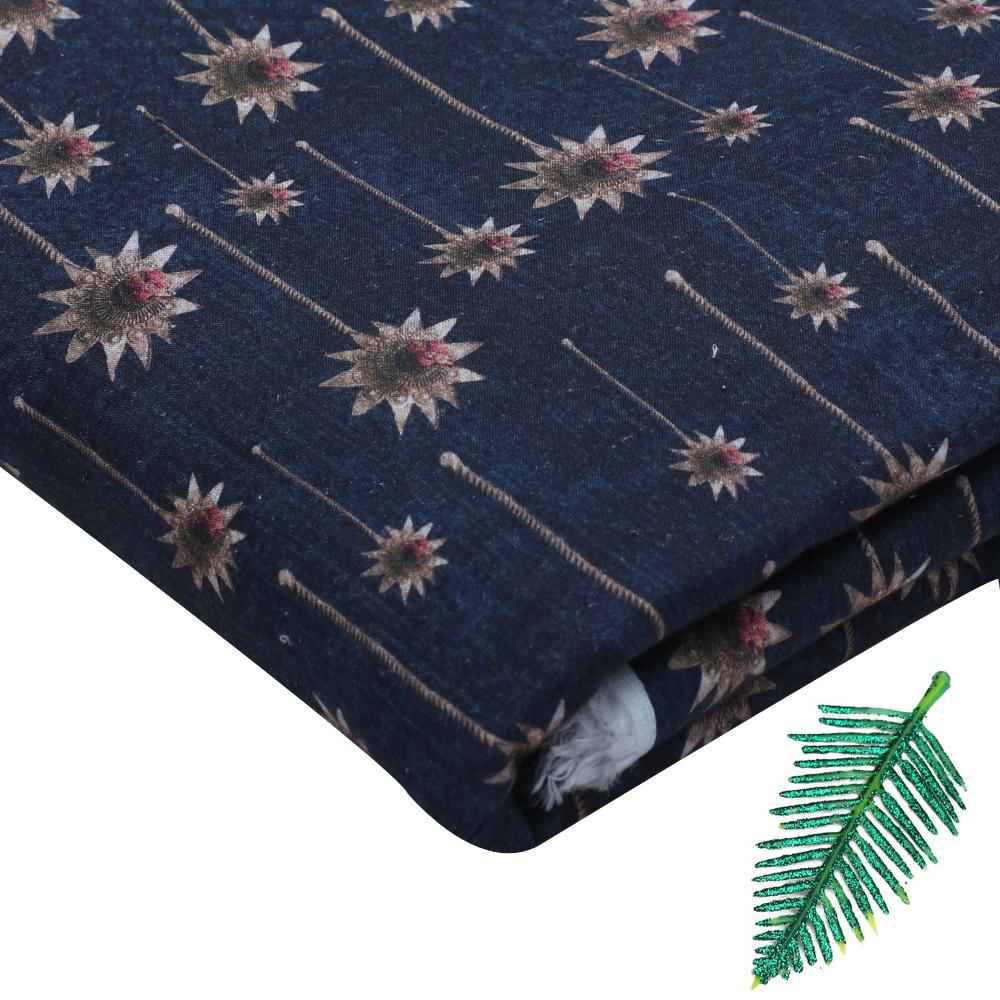 Buy Indigo Color Digital Printed Excel Linen Fabric 92406-173/1 | FFAB