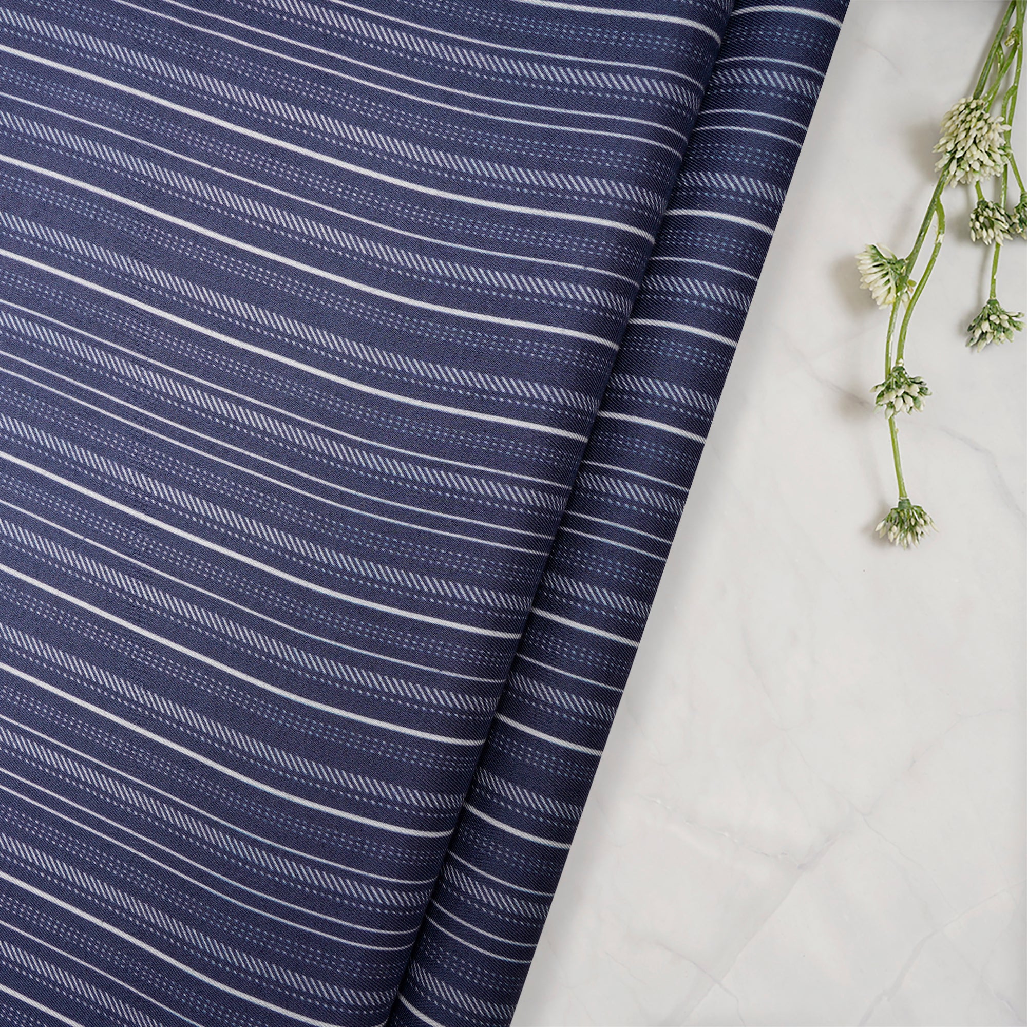 Buy Blue Stripe Pattern Digital Pattern Maple Silk Fabric 94197-264/1 ...